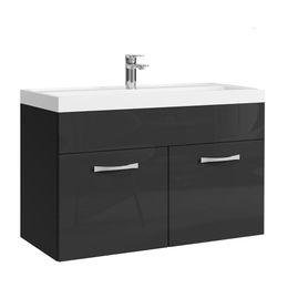 Badplaats BADM&Ouml;BEL-SET Paso 2 Teile Schwarz Hochglanz - 80 x 35 x 55 cm