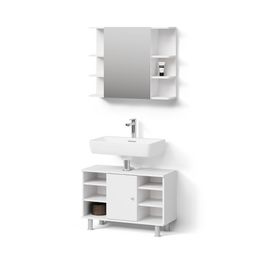 BADM&Ouml;BEL-SET Fucino Wei&szlig; 2 Teile, Unterschrank 80 cm