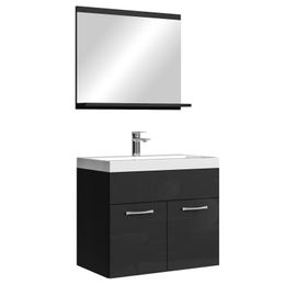 Badplaats BADM&Ouml;BEL-SET Montreal 02 3 Teile Beton Schwarz Hochglanz - 60 x 35 x 51 cm