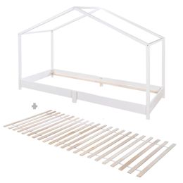 Roba HAUSBETT 90 x 200 cm Bodentief inkl. Latterost wei&szlig;