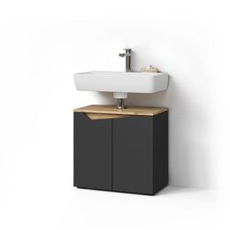 WASCHBECKENUNTERSCHRANK Timavo Anthrazit 60 x 57.5 cm mit 2 T&uuml;ren