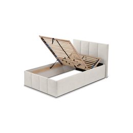 Halmon Schlafkomfort Betten POLSTERBETT Dalas Beige 100 x 200 x 40 cm Bettkasten Mit hochwertiger Matratze H3 (bis 120 kg) und Lattenrost