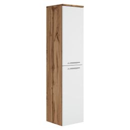 Badplaats BADEZIMMERSCHRANK Saturnus mit 2 T&uuml;ren Eiche mit Wei&szlig; - 35 x 35 x 130 cm