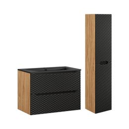 BADM&Ouml;BEL 80cm Elora 2er-Set Schwarz und Holz