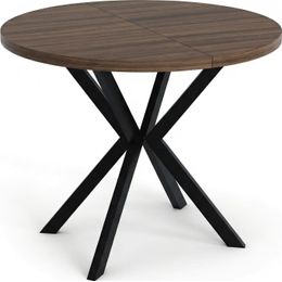 ESSTISCH Valeo runder ausziehbarer, Walnuss Braun 120-200/120/76 cm