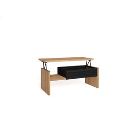 COUCHTISCH, Beistelltisch, eiche, schwarz, 110/50/45cm