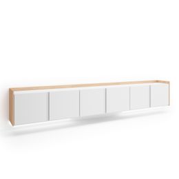 LOWBOARD, Wei&szlig; und Eiche, 309/35/50cm, H&auml;ngend