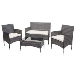 MCW POLY-RATTAN GARNITUR Grau, Cremewei&szlig;