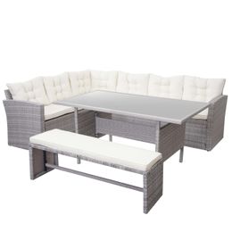 MCW POLY-RATTAN-GARNITUR Hellgrau