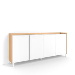 SIDEBOARD, Wei&szlig; und Eiche, 207/35/91cm, mit Beinen