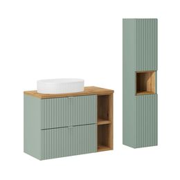 BADM&Ouml;BEL 80.4cm Jade 2er-Set Gr&uuml;n und Holz