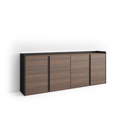 SIDEBOARD, Dunkler Eiche und Schwarz, 207/35/80cm, mit Led