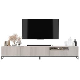 TV-LOWBOARD 2er-Set Elpis2 Kaschmir matt mit schwarzem Metallrahmen 150 cm