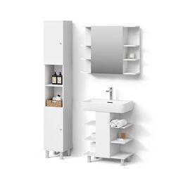 BADM&Ouml;BEL-SET Fucino Wei&szlig; 3 Teile, mit Hochschrank