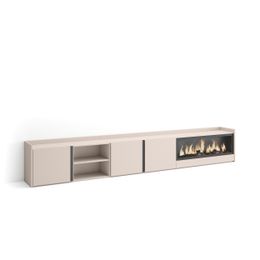 LOWBOARD, Beige, 315/35/50cm, Kamin mit Feuereffekt XXL