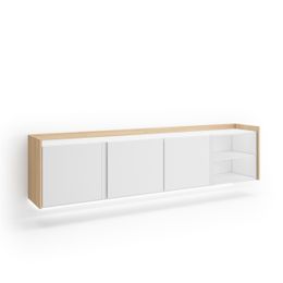 LOWBOARD, Wei&szlig; und Eiche, 207/35/50cm, H&auml;ngend