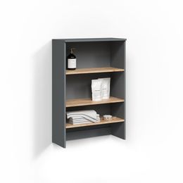 WASCHMASCHINENSCHRANK Paolina Anthrazit/Goldkraft Eiche 68 x 100.4 cm mit offenen Regalen