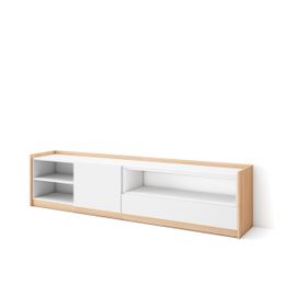 LOWBOARD, Wei&szlig; und Eiche Soft, 207/37/50cm