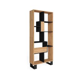 REGAL Bibliothek, Eiche und Schwarz, 67/31/174cm