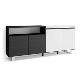 SIDEBOARD wei&szlig; und schwarz, 200/35/87cm