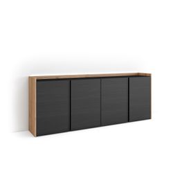 SIDEBOARD, Schwarz und Eiche, 207/35/80cm, mit Led