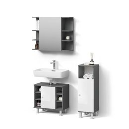 BADM&Ouml;BEL-SET Fucino Anthrazit 3 Teile, mit Midischrank