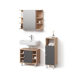 BADM&Ouml;BEL-SET Fucino Eiche 3 Teile, mit Midischrank