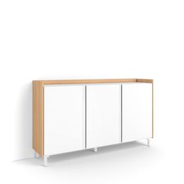 SIDEBOARD, Wei&szlig; und Eiche, 156/35/91cm, mit Beinen