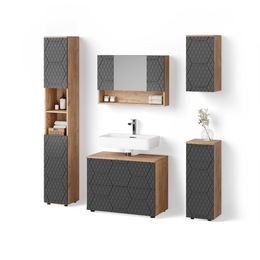 BADM&Ouml;BEL-SET Ronco Anthrazit mit Wabenstruktur 5 Teile