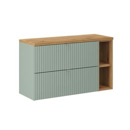 WASCHTISCHUNTERSCHRANK 100.4cm Jade Gr&uuml;n und Holz