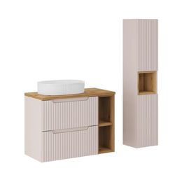 BADM&Ouml;BEL 80.4cm Riva 2er-Set Kaschmir und Holz