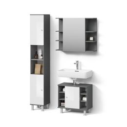 BADM&Ouml;BEL-SET Fucino Anthrazit 3 Teile, mit Hochschrank