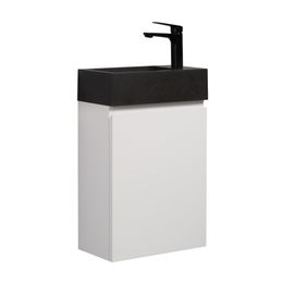 Badplaats G&Auml;STE-WC-M&Ouml;BELSET Angela 2 Teile Wei&szlig; Matt - Schwarze Waschbecken - 40 x 22 x 64 cm