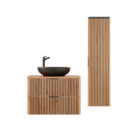 BADM&Ouml;BEL 80.6cm Gaia 2er-Set Holz in Eichenoptik und Schwarz