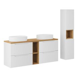 BADM&Ouml;BEL 140.4cm Riva 2er-Set Wei&szlig; und Holz