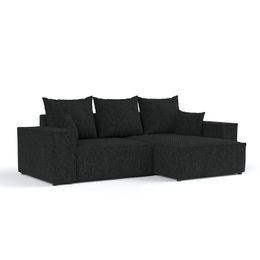 ECKSOFA SENSO mit Schlaffunktion Schwarz im Neve Stoff