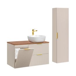 BADM&Ouml;BEL 100.8cm Adriel 2er-Set Kaschmir und Holz