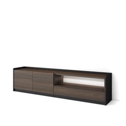 LOWBOARD, Dunkler Eiche und Schwarz, 207/37/50cm, mit Led