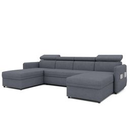 WOHNLANDSCHAFT U-Form Beni mit Schlaffunktion, Stoff Soro 97 Graphit
