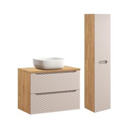 BADM&Ouml;BEL 80cm Elora 2er-Set Beige und Holz