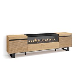 LOWBOARD Eiche, mit Elektrokamin, 200/35/57cm