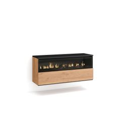 ELEKTROKAMIN LED, H&auml;ngend, eiche, schwarz, 102/35/45cm