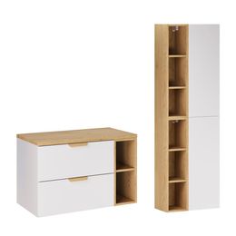 WASCHTISCHUNTERSCHRANK 80.6cm Oria 2er-Set Wei&szlig;