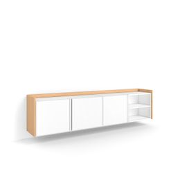 LOWBOARD, Wei&szlig; und Eiche, 207/35/50cm, H&auml;ngend