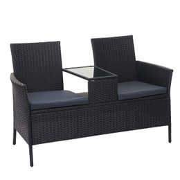 MCW POLY-RATTAN SITZBANK Schwarz, Grau