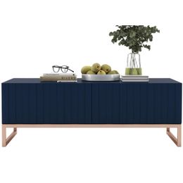COUCHTISCH Elpis Marineblau matt 110 cm mit Metallrahmen