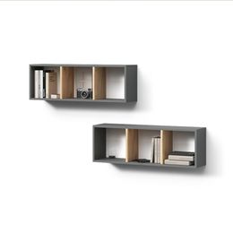 WANDREGAL Lorena Anthrazit/Goldkraft Eiche 90 x 30 cm 2er Set