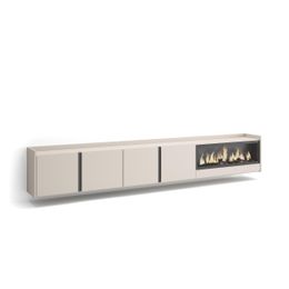 LOWBOARD, Beige, 315/35/50cm, Kamin mit Feuereffekt XXL