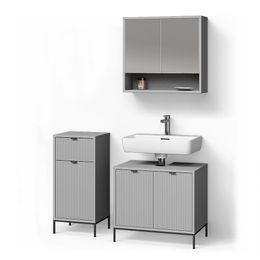 BADM&Ouml;BEL-SET ATERNO Grau 3 Teile