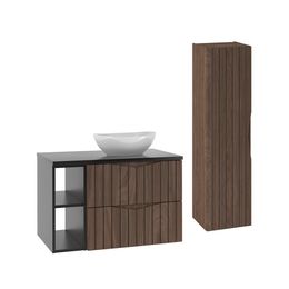 BADM&Ouml;BEL 80.6cm Siena 2er-Set Holz und Schwarz
